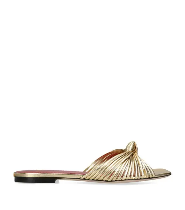 Valentino Garavani Leather Annet Slides - Gold