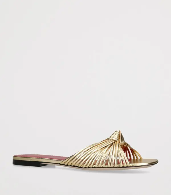 Valentino Garavani Leather Annet Slides - Gold