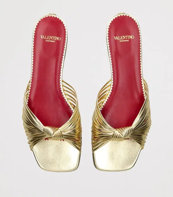 Valentino Garavani Leather Annet Slides - Gold