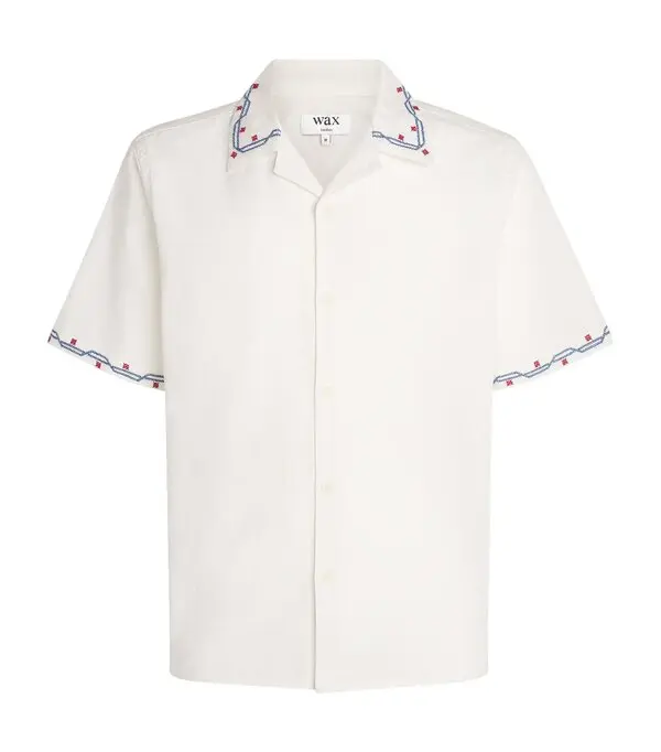 WAX LONDON Cotton-linen Embroidered Didcot Shirt - Ivory