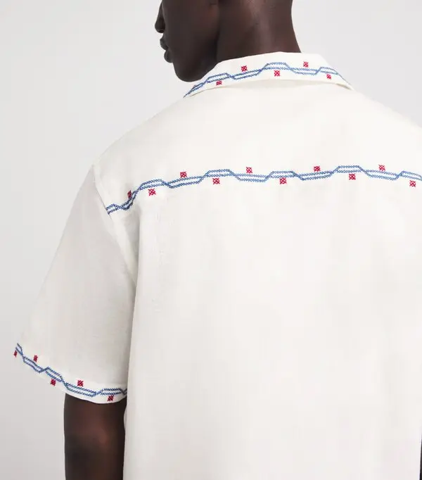 WAX LONDON Cotton-linen Embroidered Didcot Shirt - Ivory
