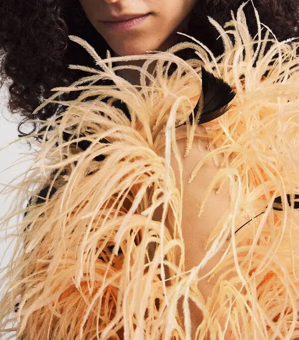 Lapointe Embellished Feather Overcoat