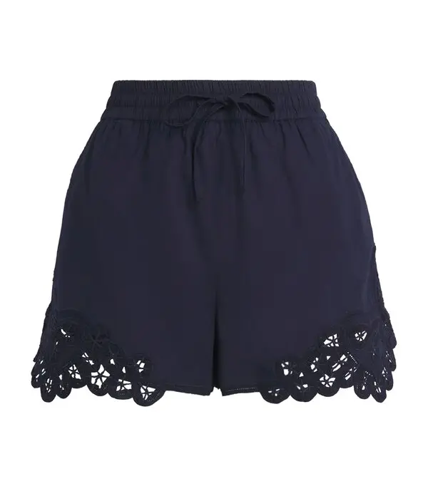 Veronica Beard Cotton Lace Vivaldi Shorts - Navy