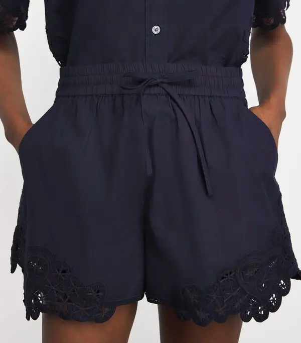 Veronica Beard Cotton Lace Vivaldi Shorts - Navy
