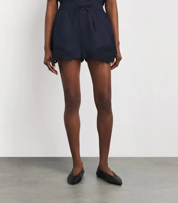 Veronica Beard Cotton Lace Vivaldi Shorts - Navy