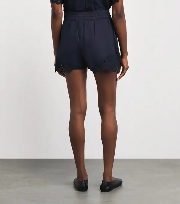 Veronica Beard Cotton Lace Vivaldi Shorts - Navy
