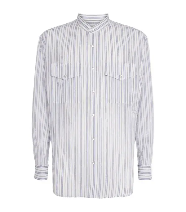 SYSTEM Cotton-blend Seersucker Stripe Shirt