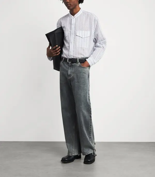 SYSTEM Cotton-blend Seersucker Stripe Shirt