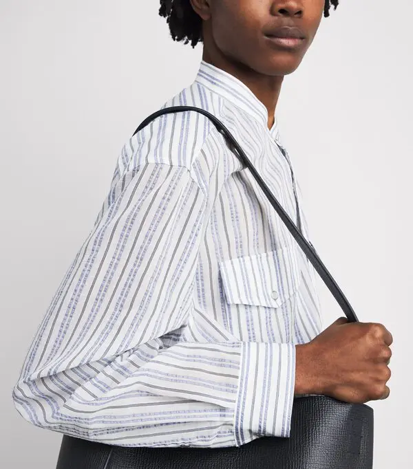 SYSTEM Cotton-blend Seersucker Stripe Shirt
