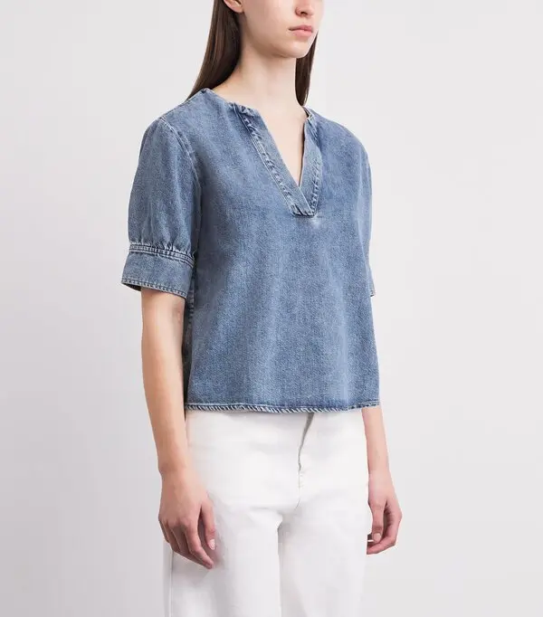 FRAME Denim V-neck Shirt - Blue
