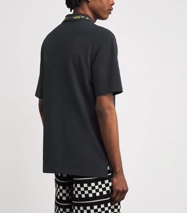 Amiri Cotton Embroidered Polo Shirt - Black