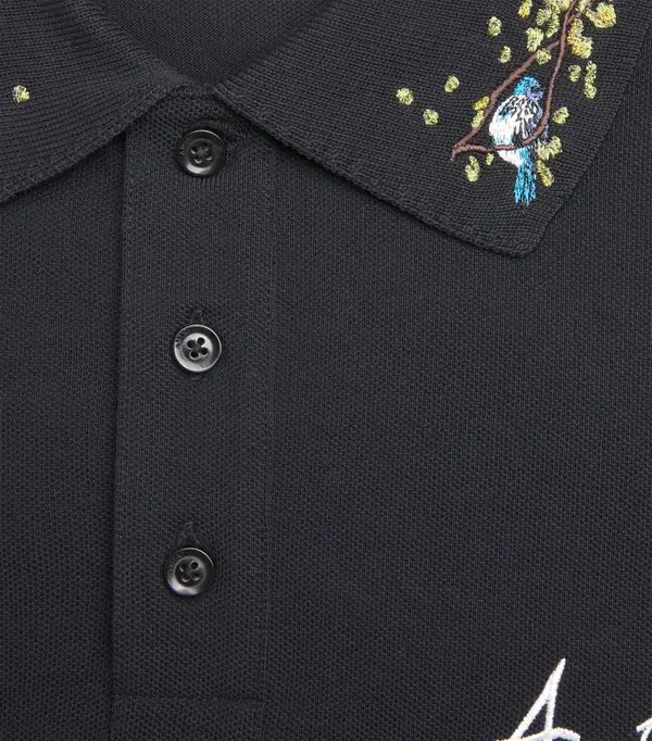 Amiri Cotton Embroidered Polo Shirt - Black