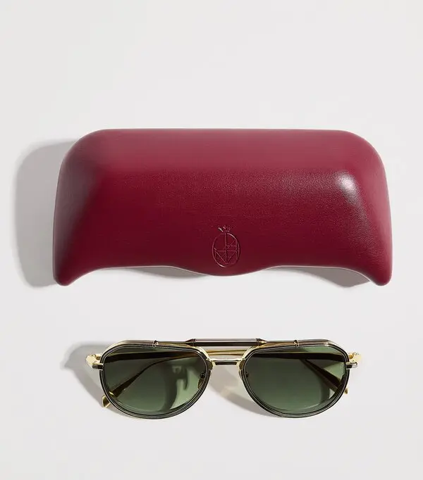 JACQUES MARIE MAGE Titanium Commander Aviator Sunglasses