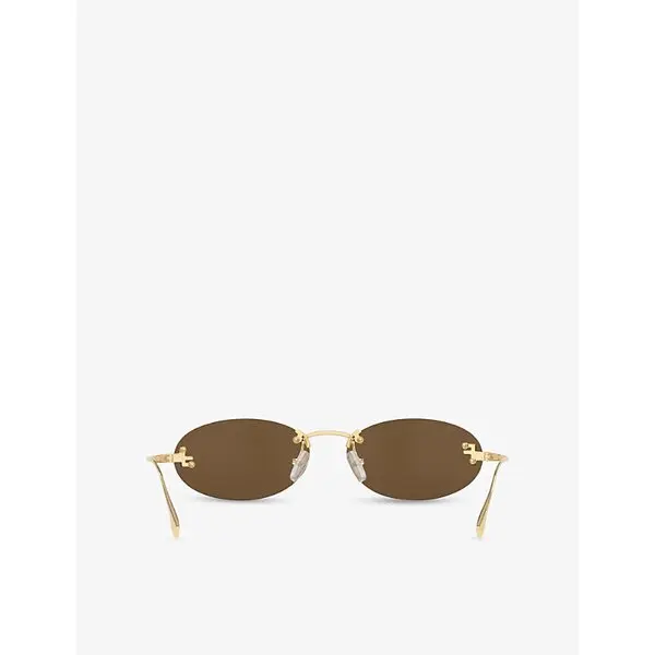 Fendi Oval-frame Metal Sunglasses - Gold