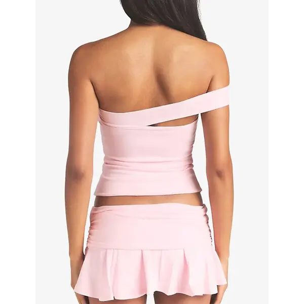 SKIMS Asymmetric Off-the-shoulder Stretch-cotton Jersey Top