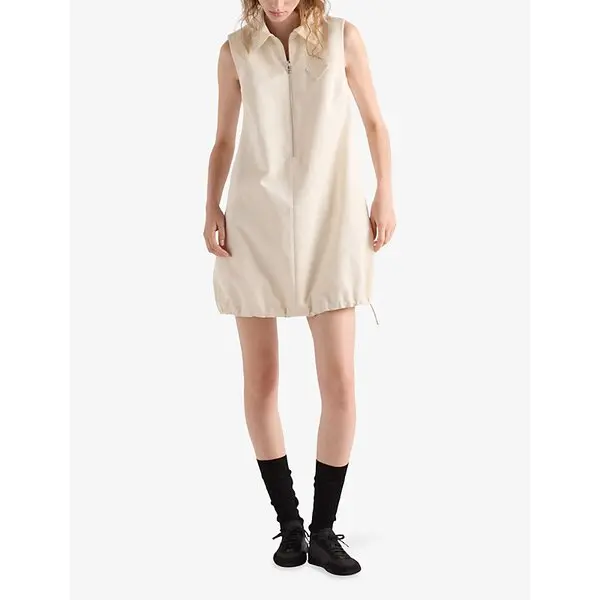Prada Triangle-logo Sleeveless Mini Dress