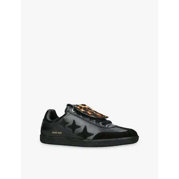 DUKE + DEXTER Leopard Leather Trainers