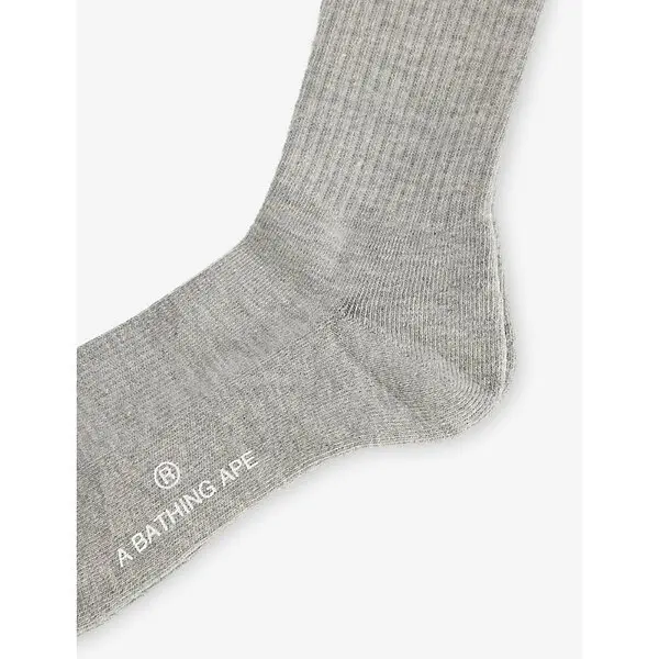 A BATHING APE One Point Cotton-blend Crew Socks - Grey