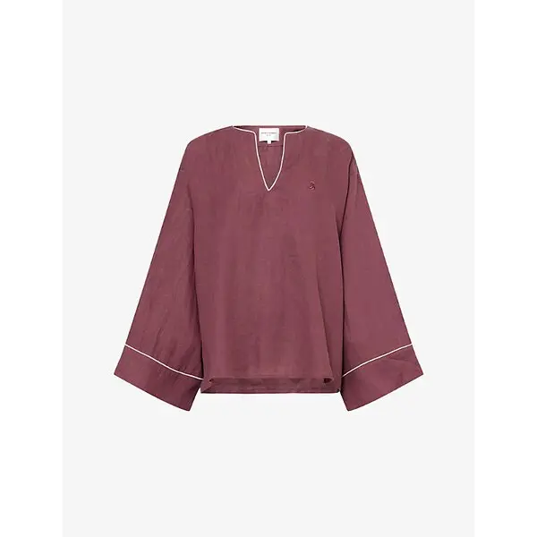 Second Summer Zahara Embroidery Linen Top