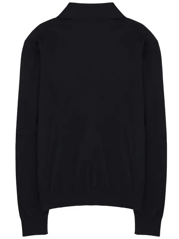 Saint Laurent Polo In Maglia Di Cotone E Seta - Blue