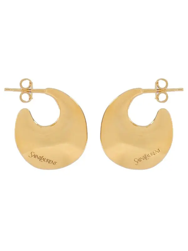 Saint Laurent Creole Plate Earrings - Gold