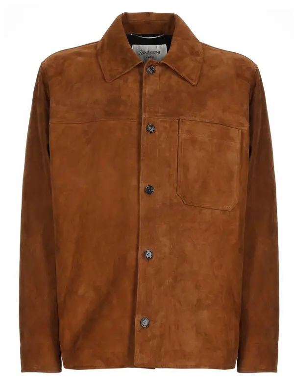 Saint Laurent Overshirt In Suede
