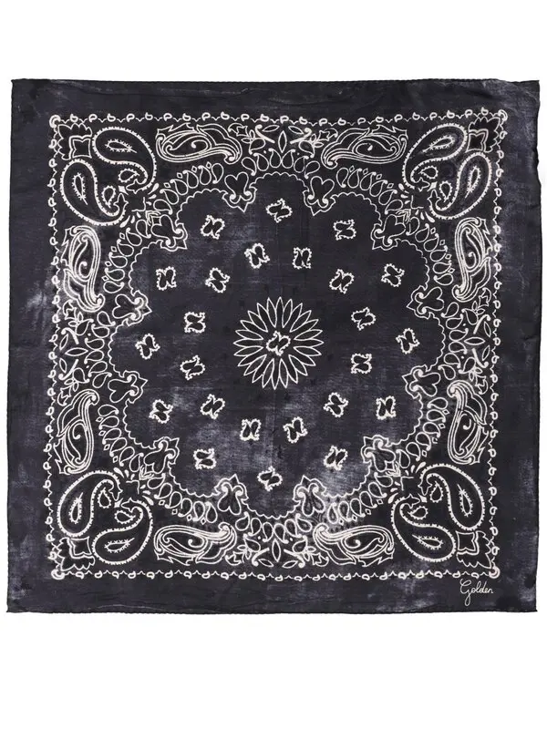 GOLDEN GOOSE Paisley Print Foulard - Charcoal