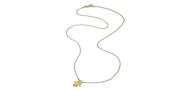 Jennifer Zeuner Jewelry Faith Hamsa Diamond Yellow Gold Necklace - One-color