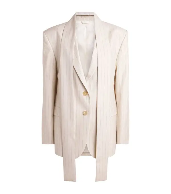 Acne Studios Wool Pinstripe Scarf Blazer - Ivory