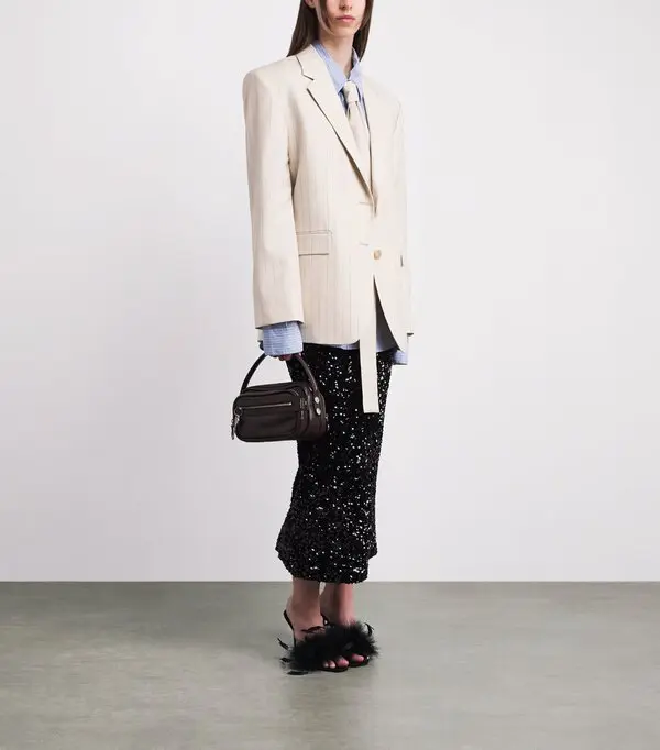 Acne Studios Wool Pinstripe Scarf Blazer - Ivory