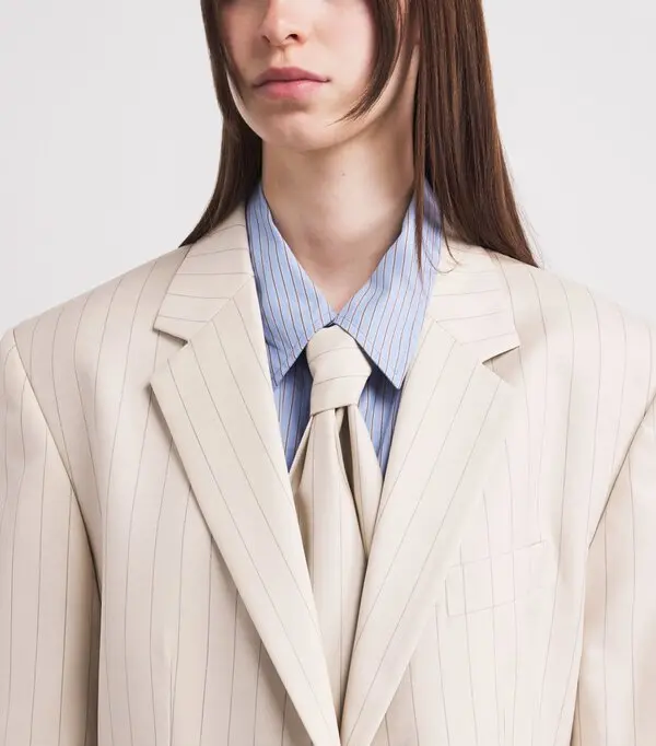 Acne Studios Wool Pinstripe Scarf Blazer - Ivory