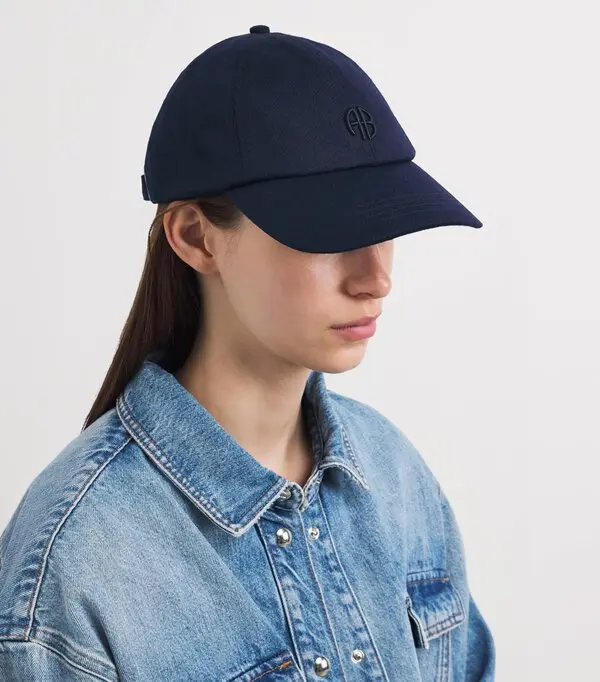 ANINE BING Embroidered Jeremy Baseball Cap - Navy