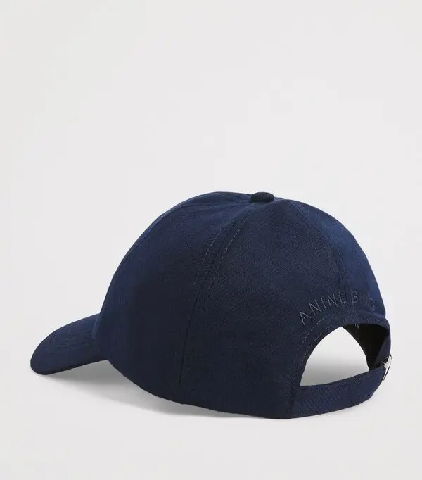ANINE BING Embroidered Jeremy Baseball Cap - Navy