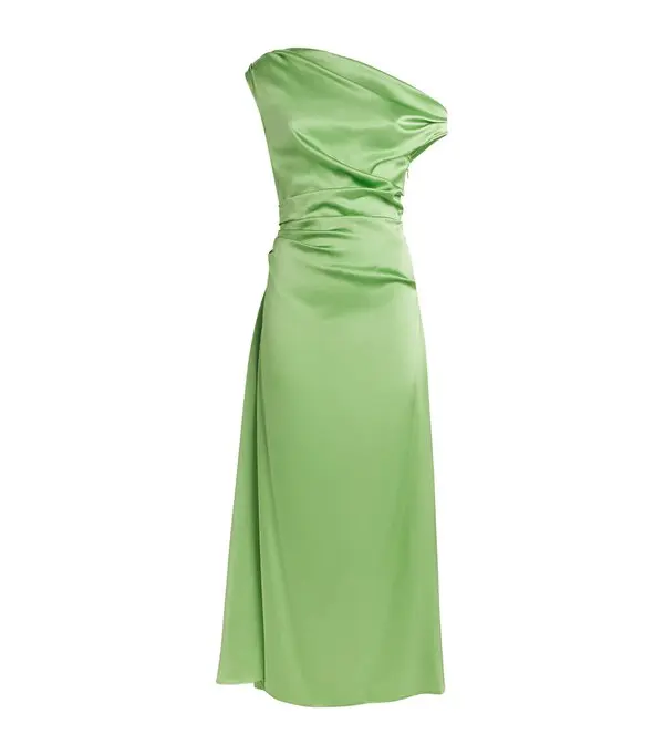 Staud Silk Asymmetric Phare Midi Dress