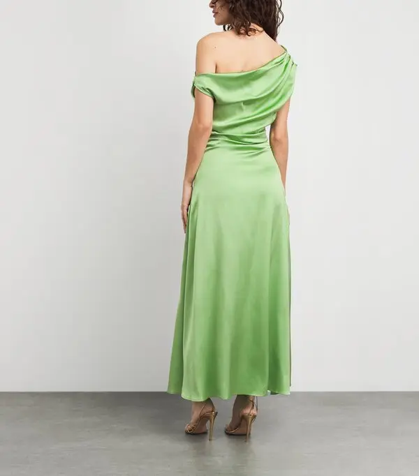 Staud Silk Asymmetric Phare Midi Dress