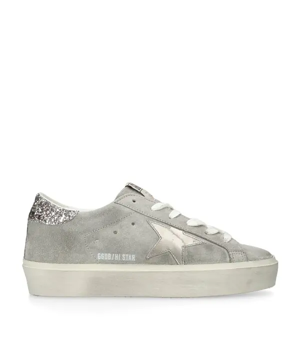 GOLDEN GOOSE Hi Star Suede Sneakers With Glitter Detail