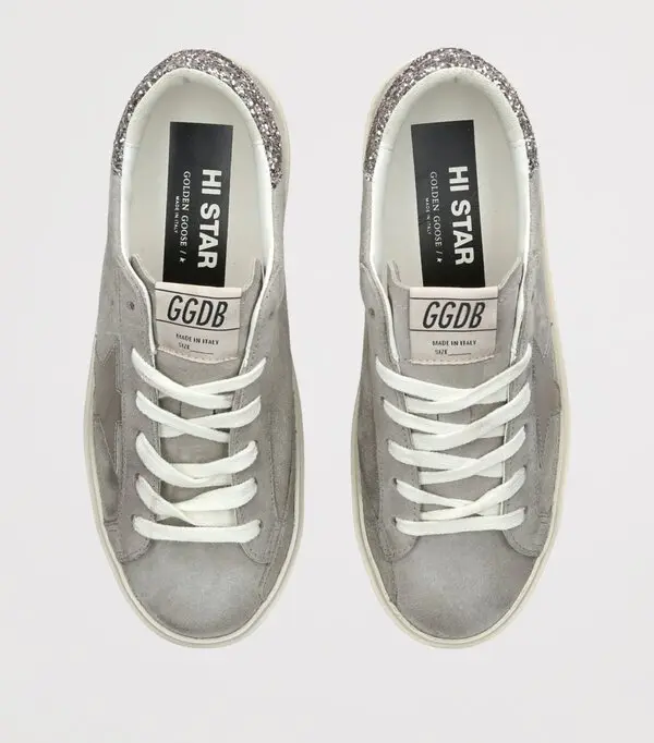 GOLDEN GOOSE Hi Star Suede Sneakers With Glitter Detail