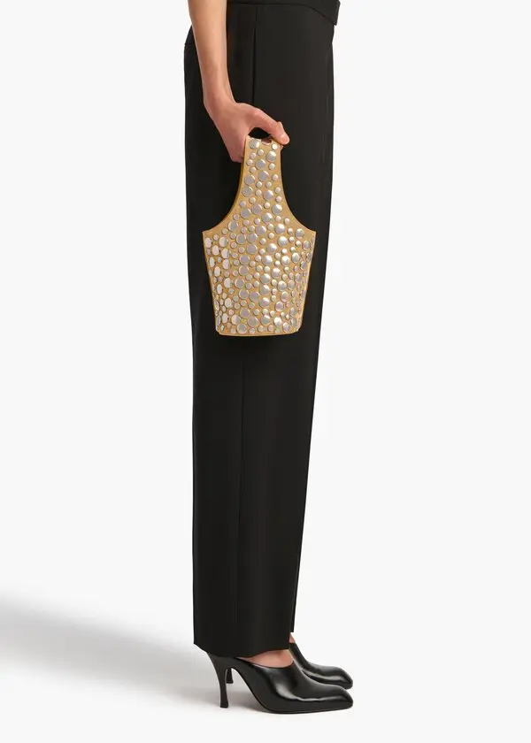 Khaite Livia Bag In Suede With Silver Studs - Mud