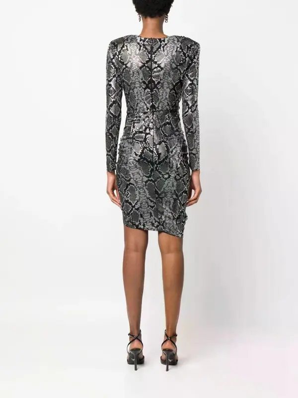 Philipp Plein Plunging V-neck Rhinestone Mini Dress