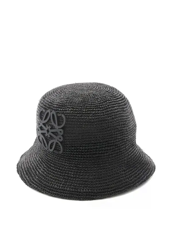 Loewe X Paula's Ibiza Anagram Raffia Bucket Hat - Black