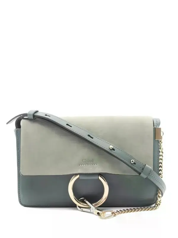 Chloé 2000s Faye Suede And Leather Shoulder Bag - Blue