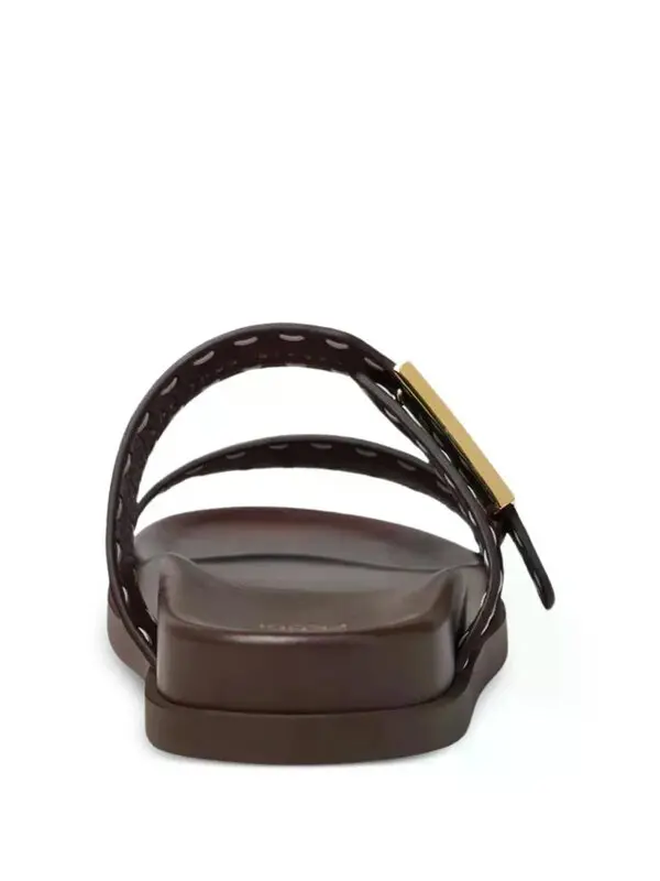 Fendi Buckle Slippers - Brown