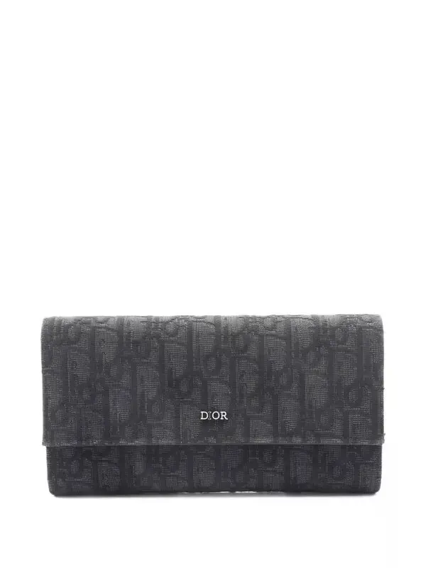 Dior Oblique-monogram-pattern Wallet - Grey