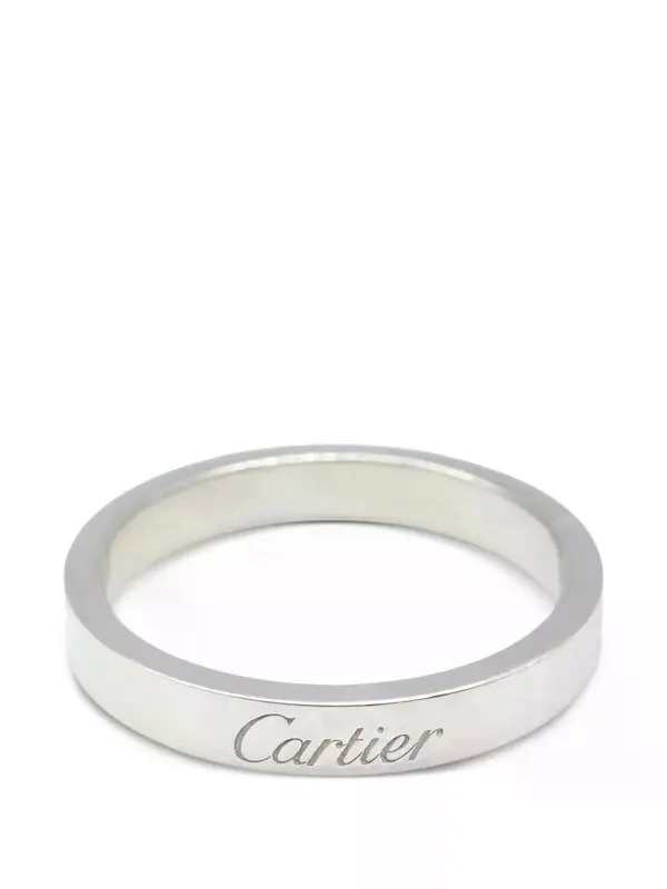 CARTIER 2010s Platinum Logo-engraved Ring - Silver