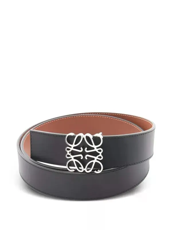 Loewe 1980-1990 Anagram Reversible Leather Belt - Black