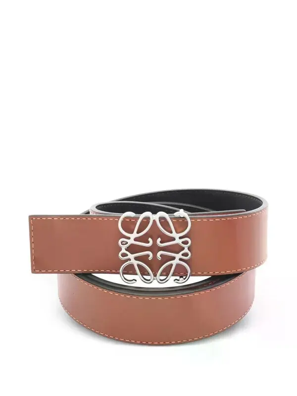 Loewe 1980-1990 Anagram Reversible Leather Belt - Black