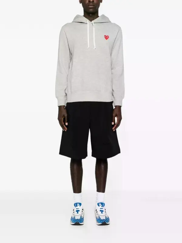 Play Comme Des Garcon Cotton Appliqué Hoodie - Grey
