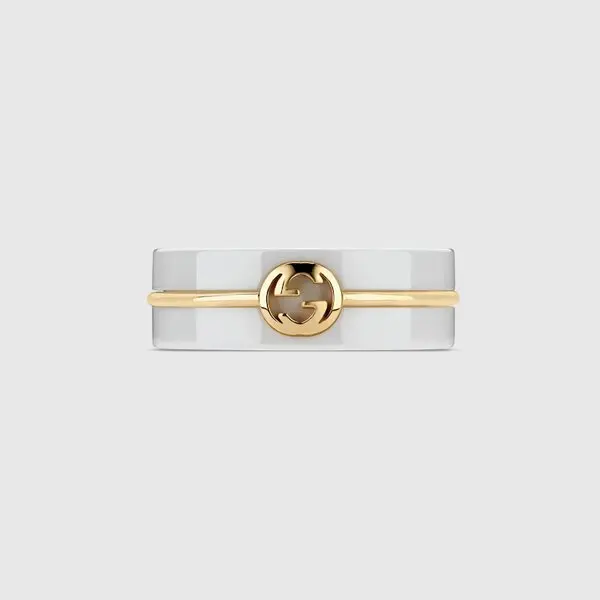 Gucci Interlocking G Zirconia Ring - Yellow Gold
