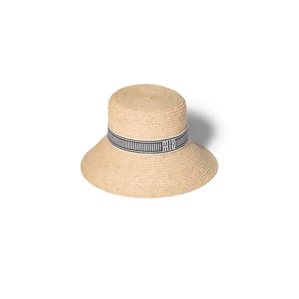 Miu Miu Raffia Hat - Natural/blue