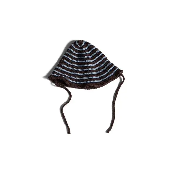 Miu Miu Knitted Cotton Cap - Cocoa Brown/celeste